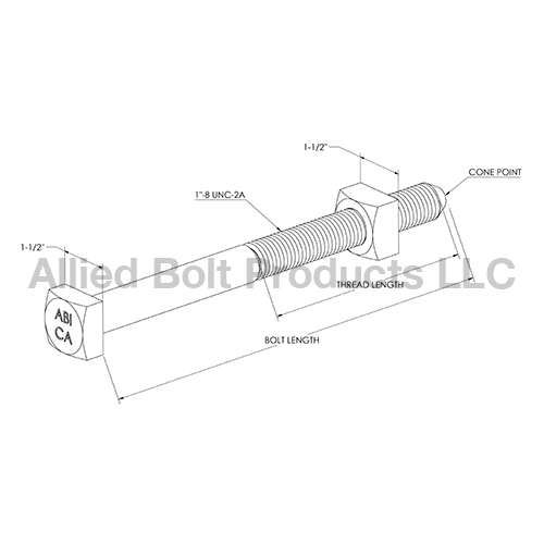 1" X 12" SQUARE HEAD MACHINE BOLT WITH NUT- CSA STD | Allied Bolt ...