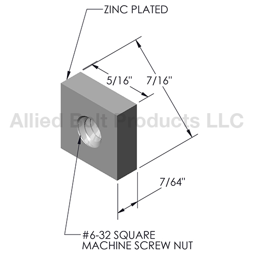 #6-32 SQUARE MACHINE SCREW NUT ZINC PLATED | Allied Bolt Products LLC