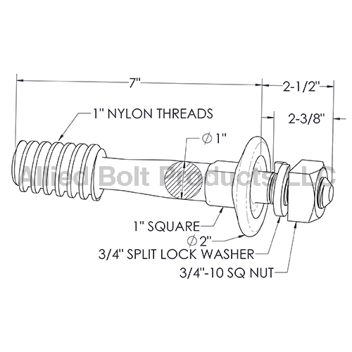 3/4" x 7" x 2-1/2" SHORT SHANK NYLON CROSSARM PIN | Allied Bolt ...