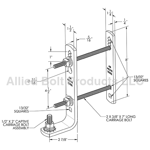 L MOUNTING BRACKET WITH BACKSTRAP ASSEMBLY w/7" BOLTS | Allied Bolt ...