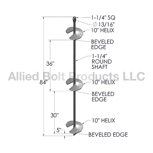84" TRIPLE HELIX ROUND SHANK ANCHOR WITH (3) 10" HELICES 2,300LB RATING ...