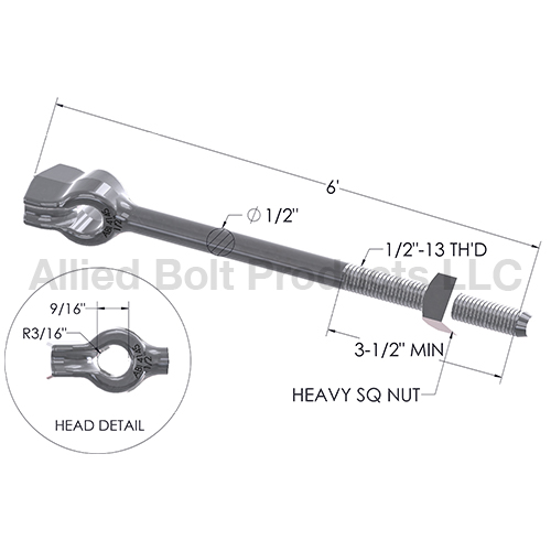 1/2" x 6' SINGLE STRAND ANCHOR ROD | Allied Bolt Products LLC