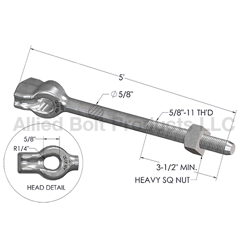 5/8" X 5' SINGLE STRAND ANCHOR ROD | Allied Bolt Products LLC