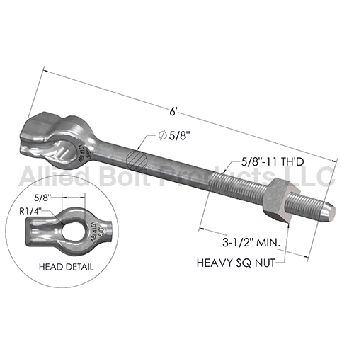 5/8" X 6' SINGLE STRAND ANCHOR ROD | Allied Bolt Products LLC