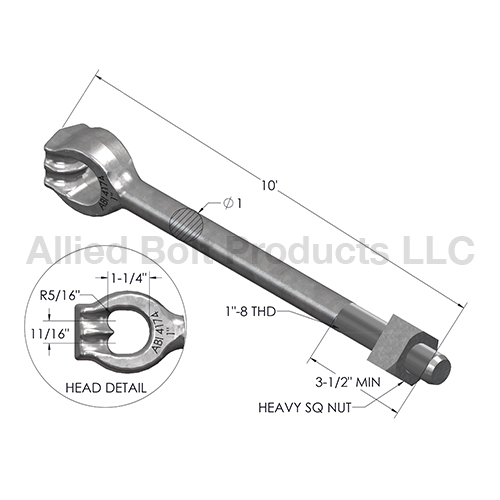 1" X 10' DOUBLE STRAND ANCHOR ROD | Allied Bolt Products LLC