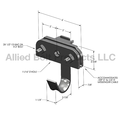 THREE BOLT AERIAL CABLE MESSENGER CLAMP W/ HOOK | Allied Bolt Products LLC