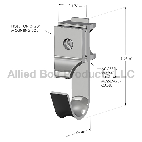 SINGLE BOLT AERIAL CABLE MESSENGER CLAMP W/ HOOK | Allied Bolt Products LLC