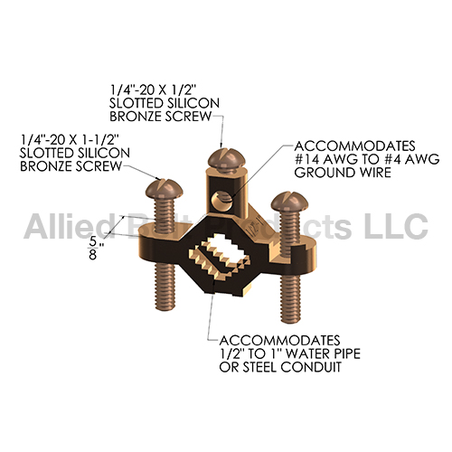 1/2"-1" BRONZE PIPE CLAMP DIRECT BURIAL | Allied Bolt Products LLC