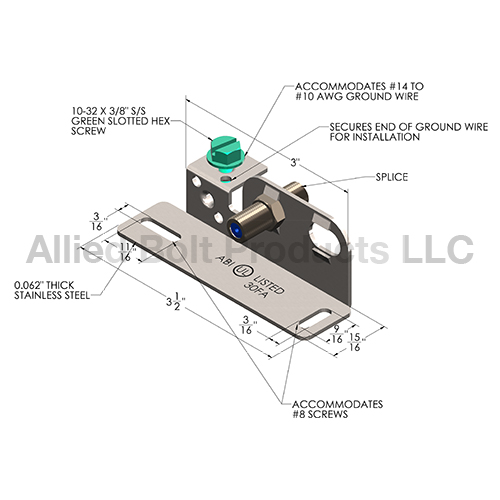DUAL GROUND BLOCK STAINLESS STEEL W. 1 SPLICE, 1 GROUND ATTACHMENT & 2 ...