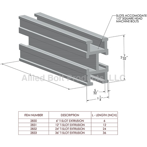 36" T-SLOT EXTRUSION | Allied Bolt Products LLC
